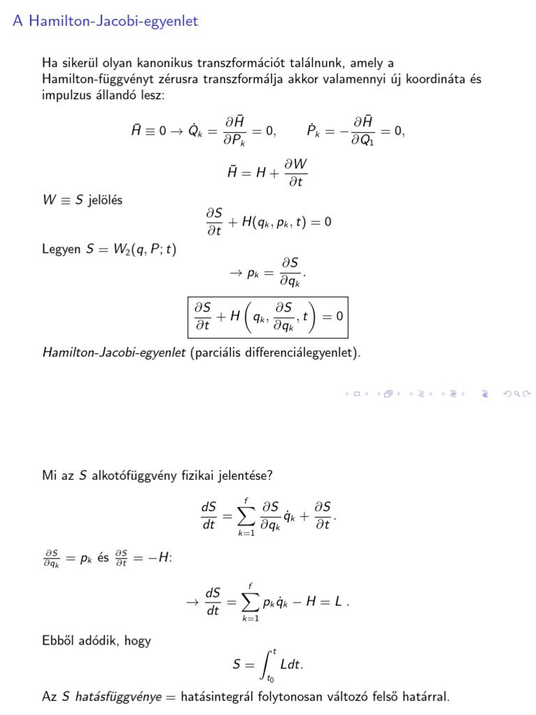 A Hamilton-Jacobi-egyenlet | PDF