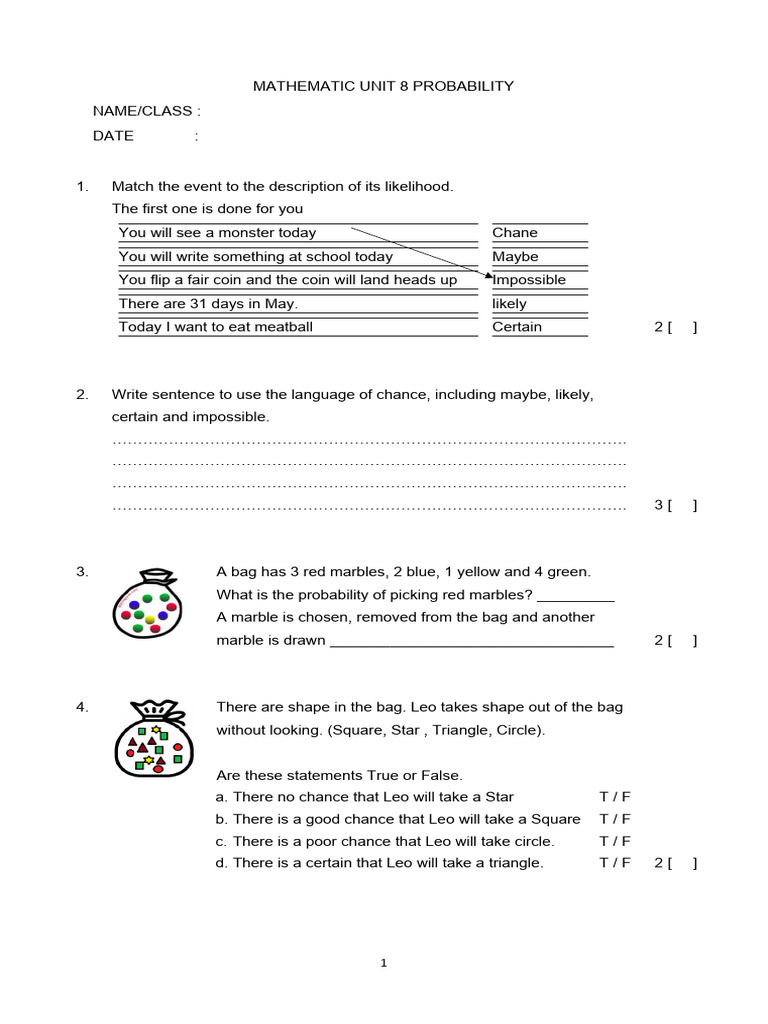 Mathematic - Exam - Unit 8 Probability Fix | PDF