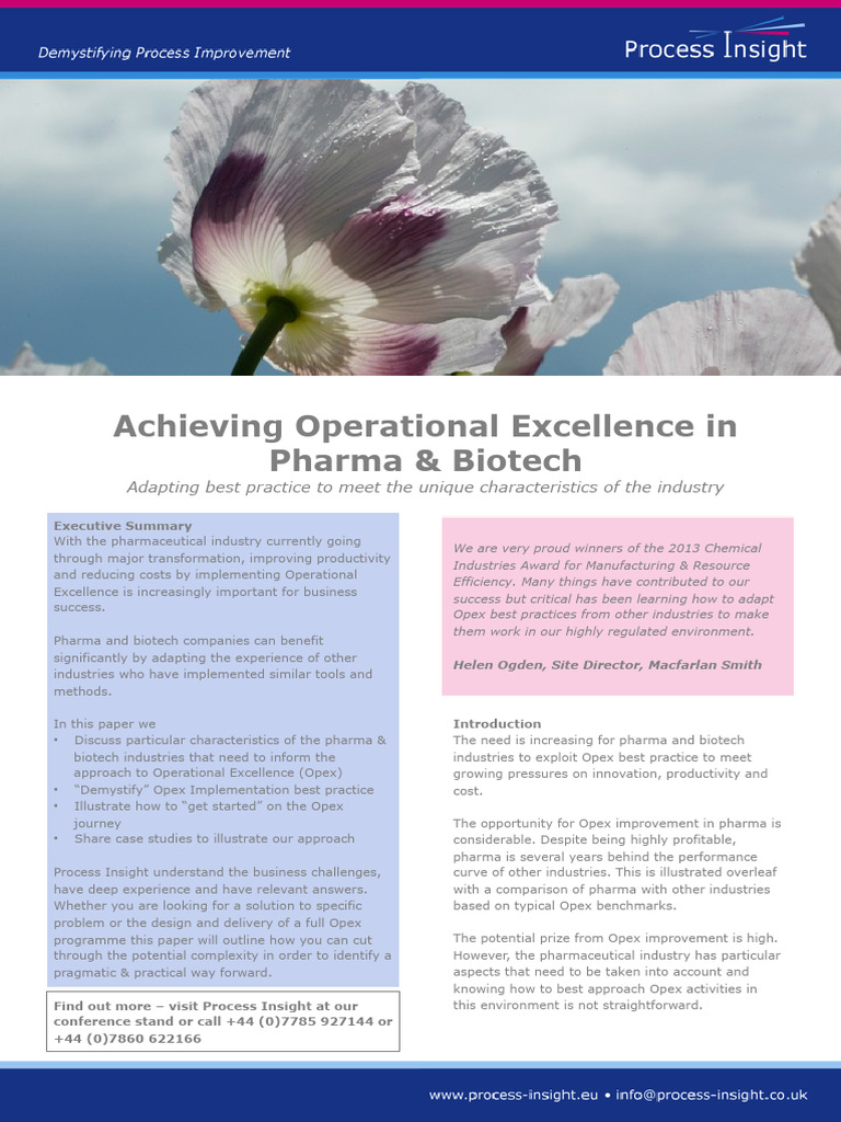 ?achieving Operational Excellence ?in Pharma & Biotech? | PDF ...