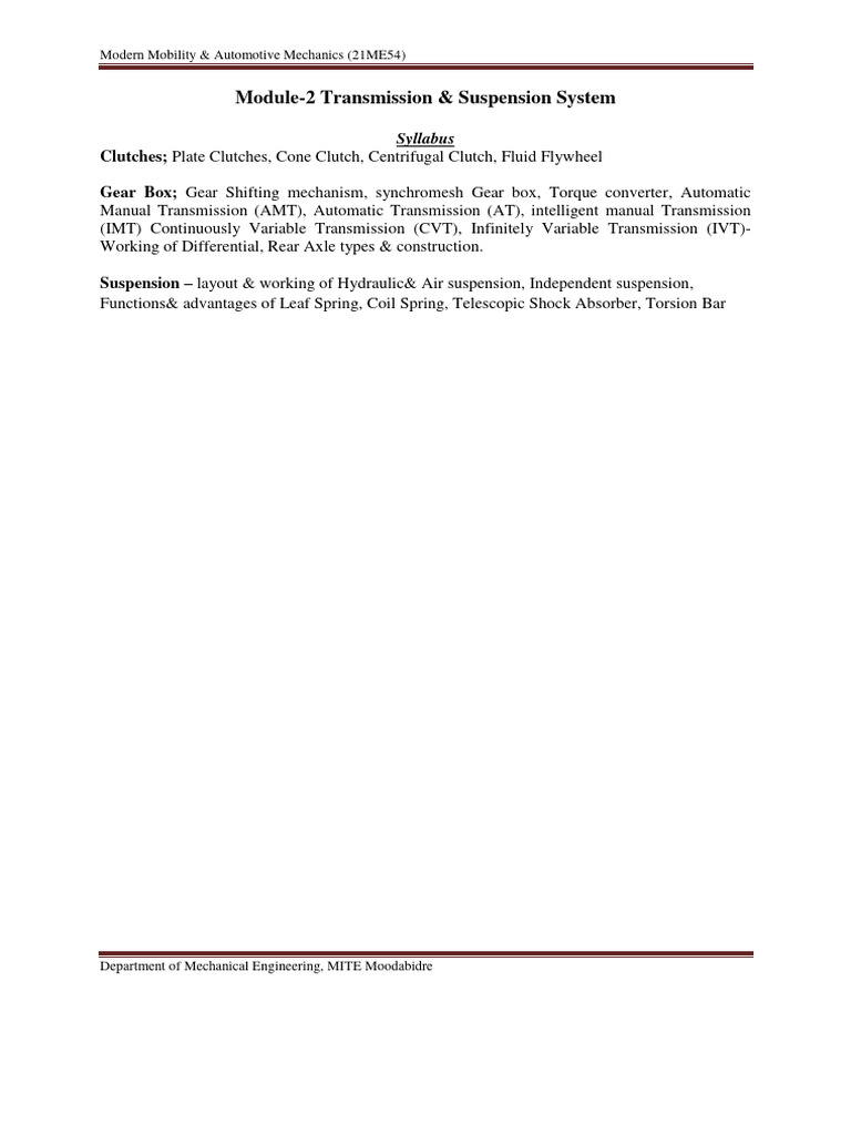 Module 2 | PDF | Manual Transmission | Automatic Transmission