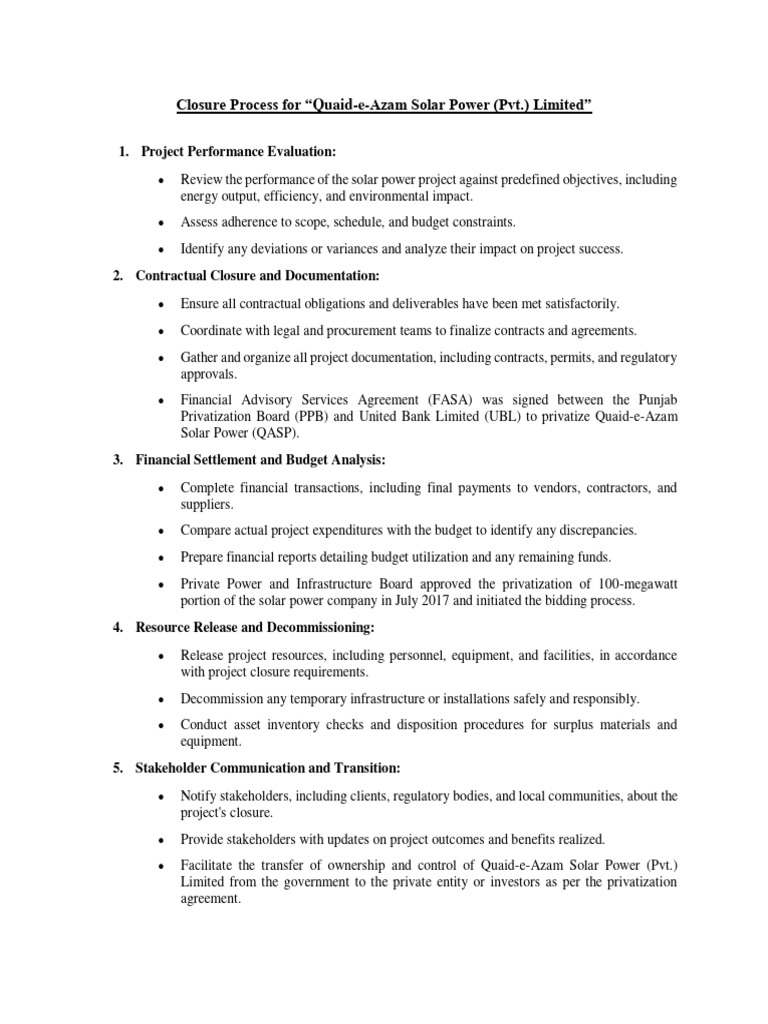 Closure Process For QASP | PDF | Project Management | Economies