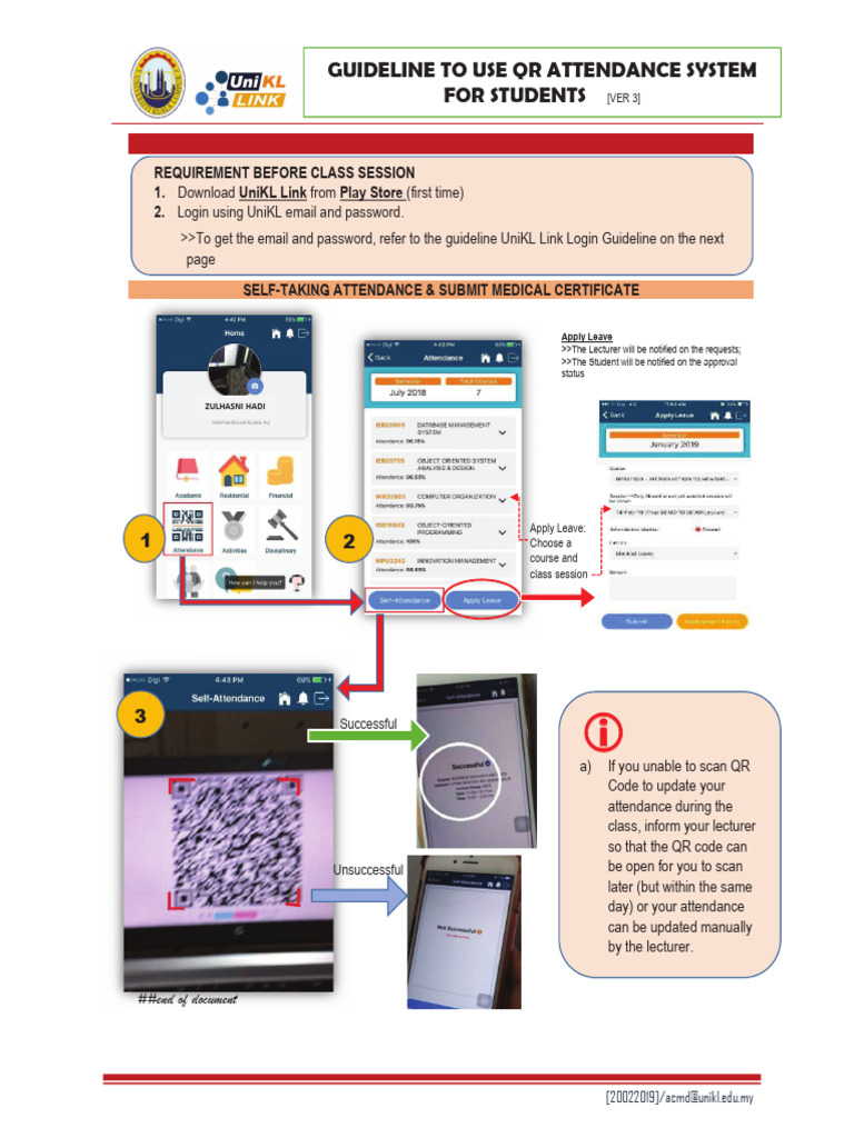 Students Guideline On Using QR AttendanceLogin V2c 2019 | PDF