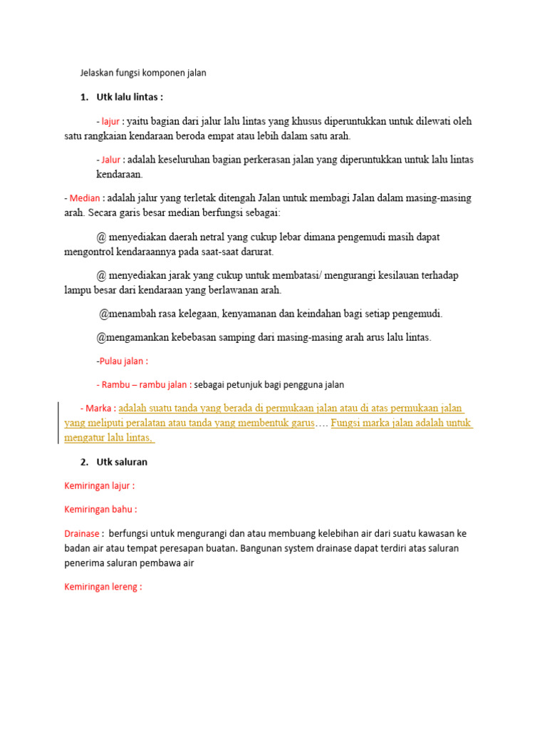 Jelasskan Fungsi Komponen Jalan | PDF
