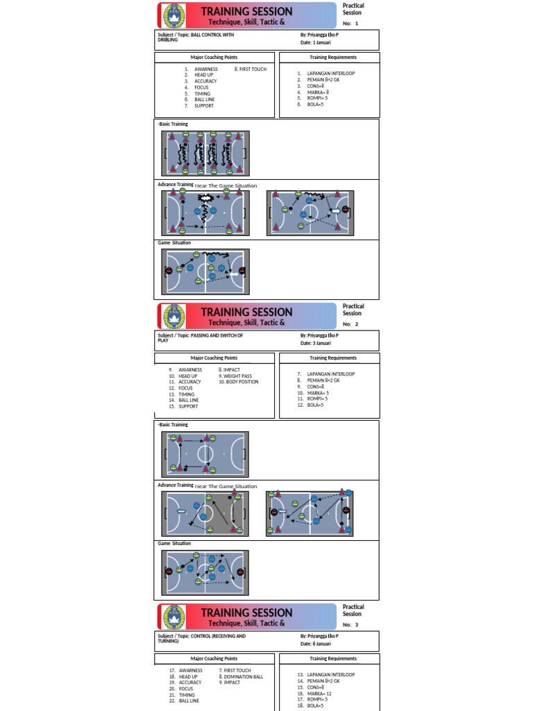 Training Session 1 | PDF | Football Codes | Sport Variants