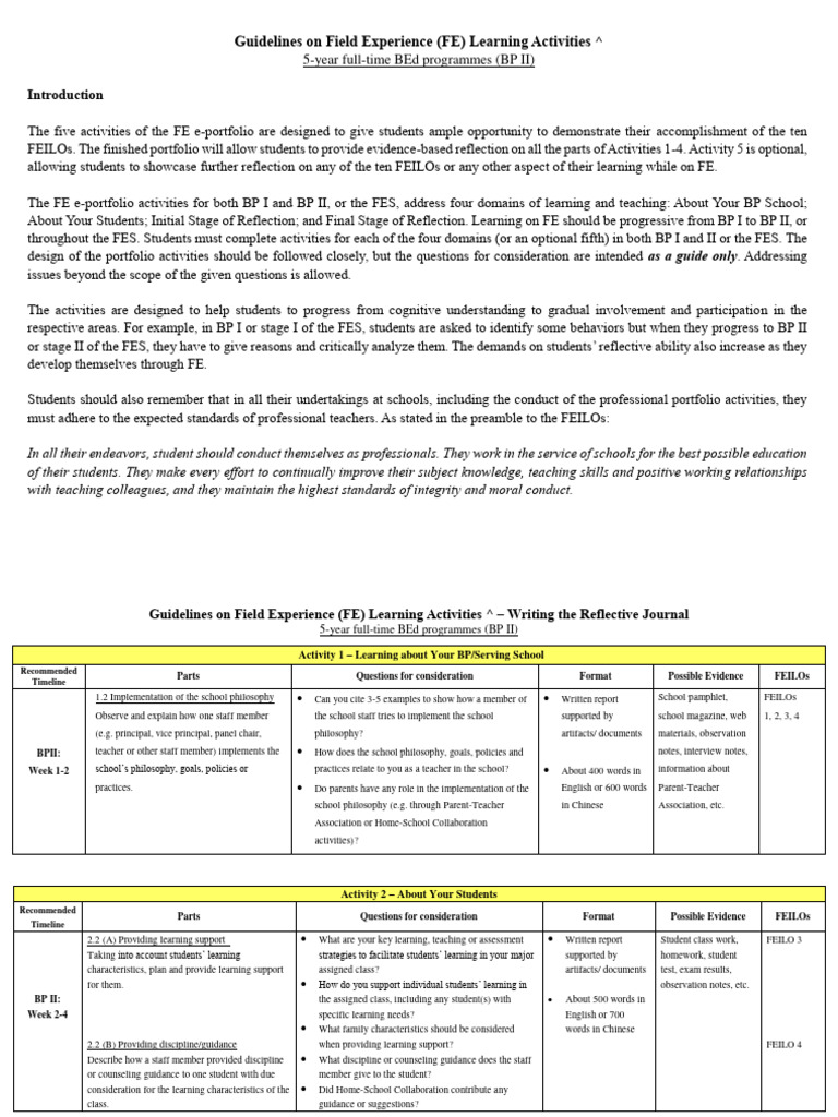 Guidelines on FE Learning Activities_BP2_eng_(ver 0822) | PDF ...