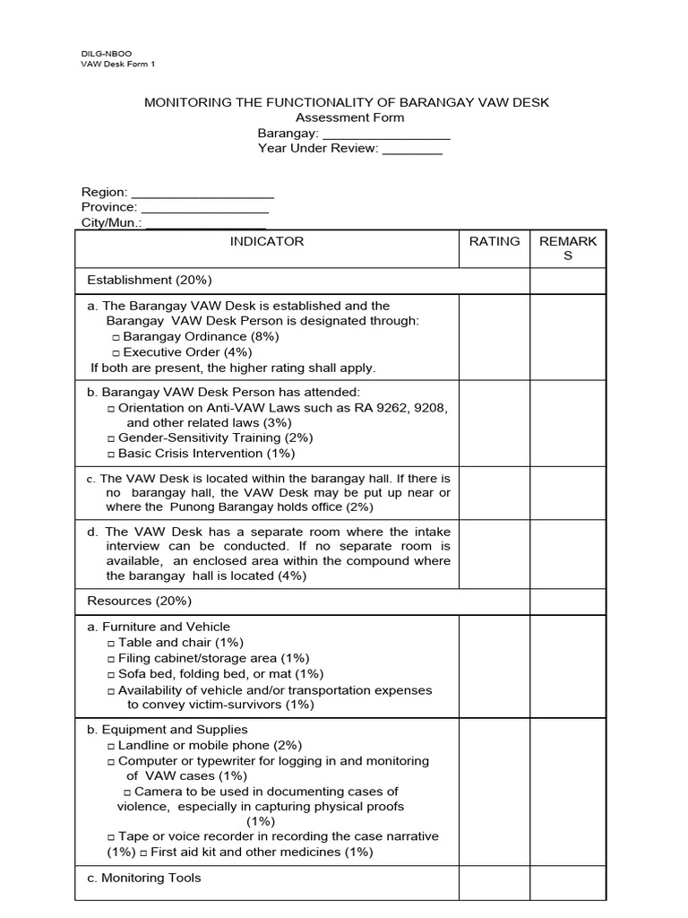 To Accomplish DILG MC VAW Desk Forms 2 2 | PDF | Desk