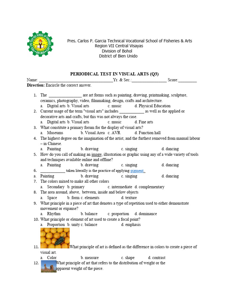 Pretest Visual Arts | PDF | The Arts | Color