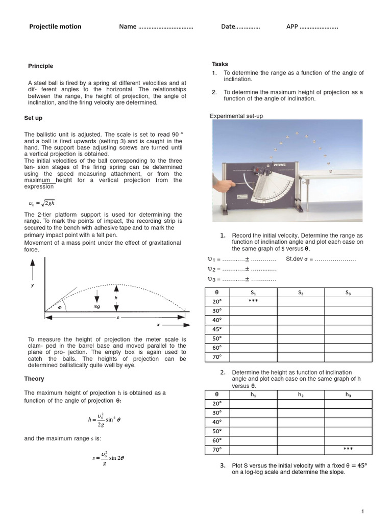 Projectile Motion Experiment Analysis | PDF | Mechanics | Flight