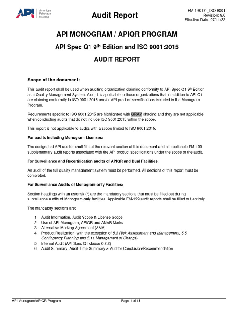 Audit Report Form | PDF | Iso 9000 | Audit