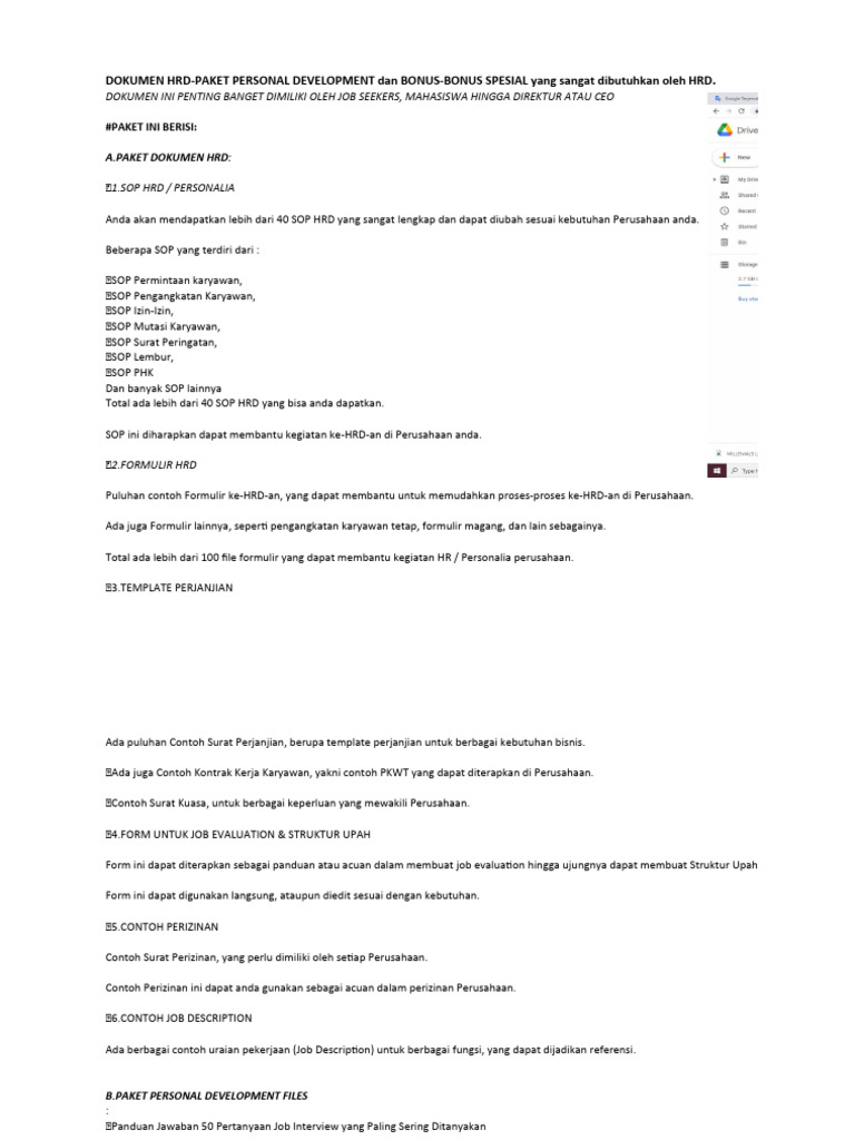 Alat Kerja HRD | PDF | Bisnis