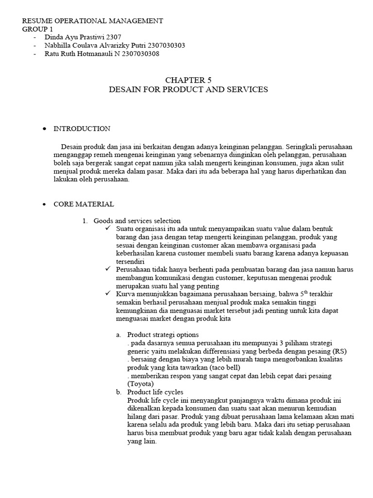 Resume Operational Management | PDF | Bisnis