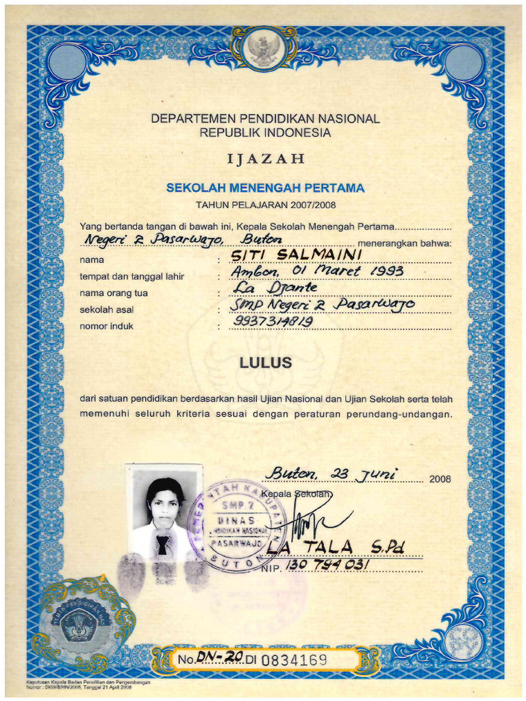 Ijazah SMP | PDF