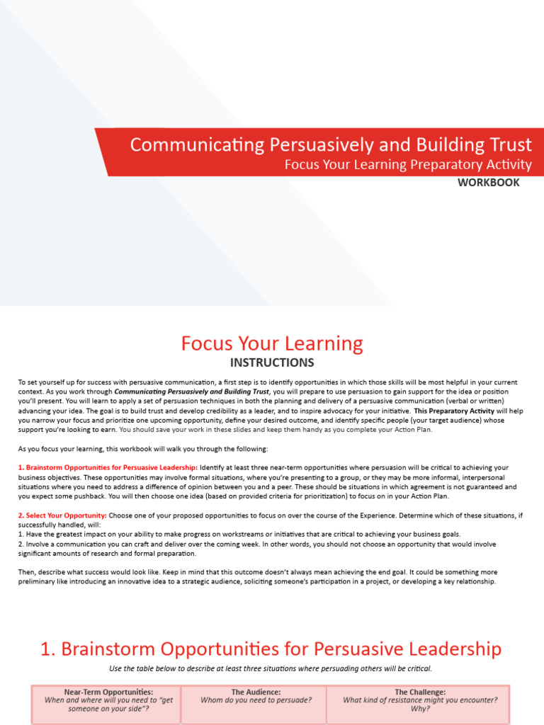 Persuasive Communication Workbook | PDF | Persuasion | Goal