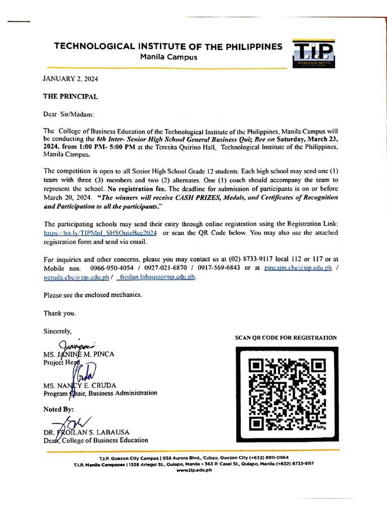 Invitation Letter_6th Inter-Senior High School General Business Quiz ...