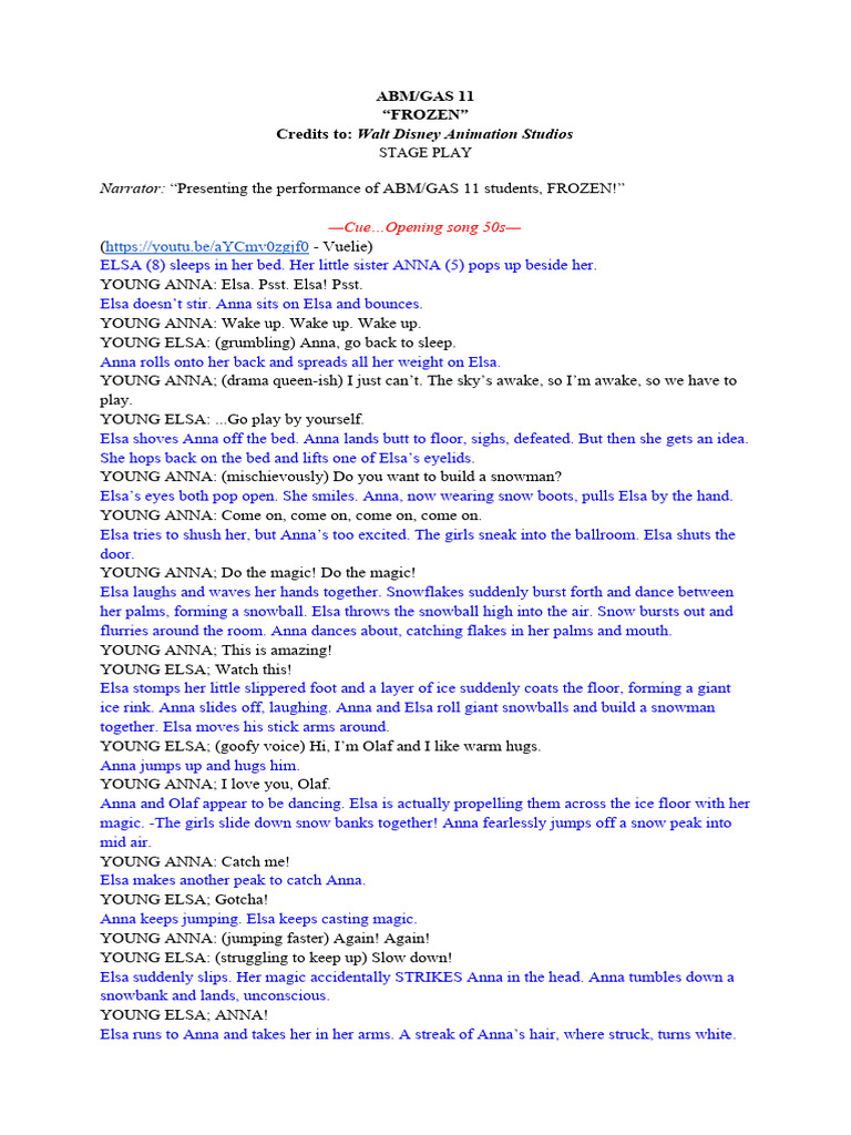 Frozen Summary Script Abm - Gas 11 | PDF