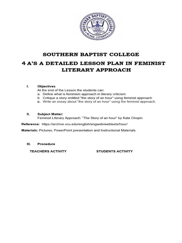Feminist Literary Criticism Lesson Plan | PDF | Feminism | Gender Studies