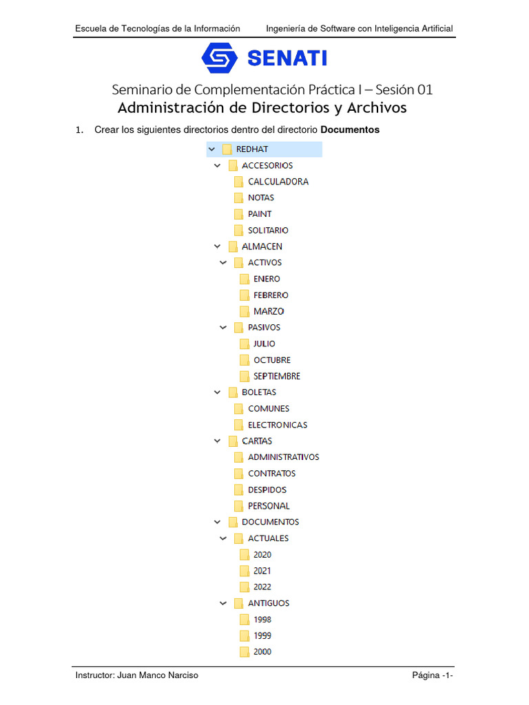 Sesión 01 RHSAI - Administración de Directorios y Archivos de Red Hat | PDF
