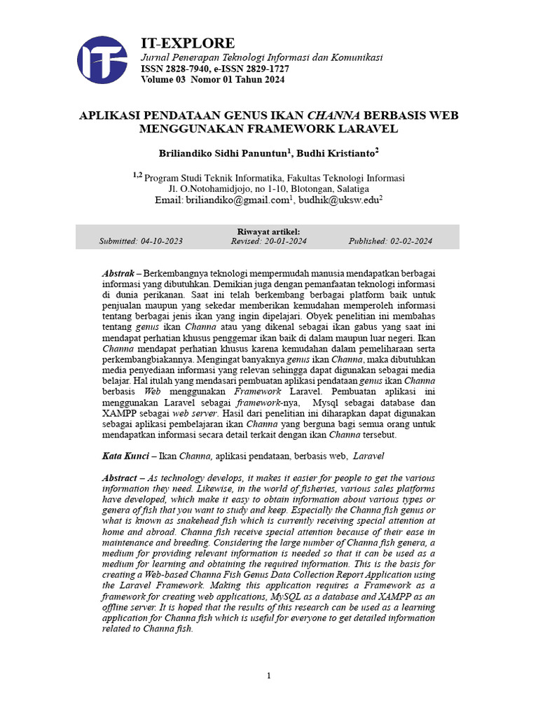 Aplikasi Pendataan Genus Ikan Channa Berbasis Web | PDF | Kesehatan Holistik | Sains & Matematika