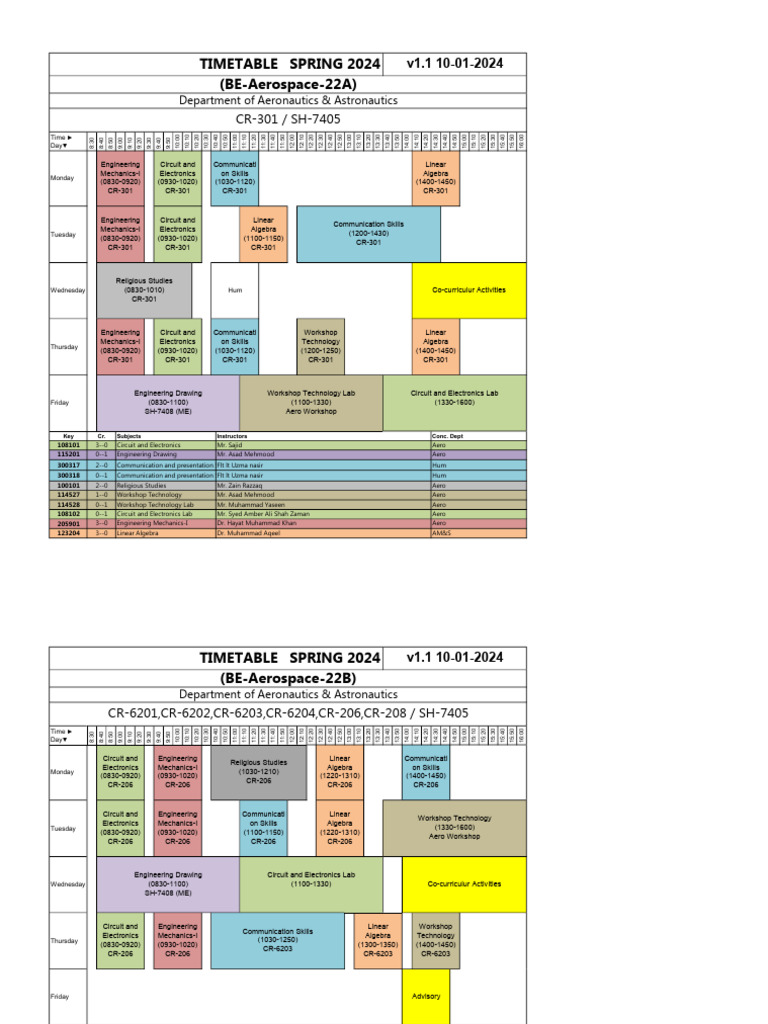 Spring 2024 Aerospace Timetable | PDF | Numerical Analysis | Electronics