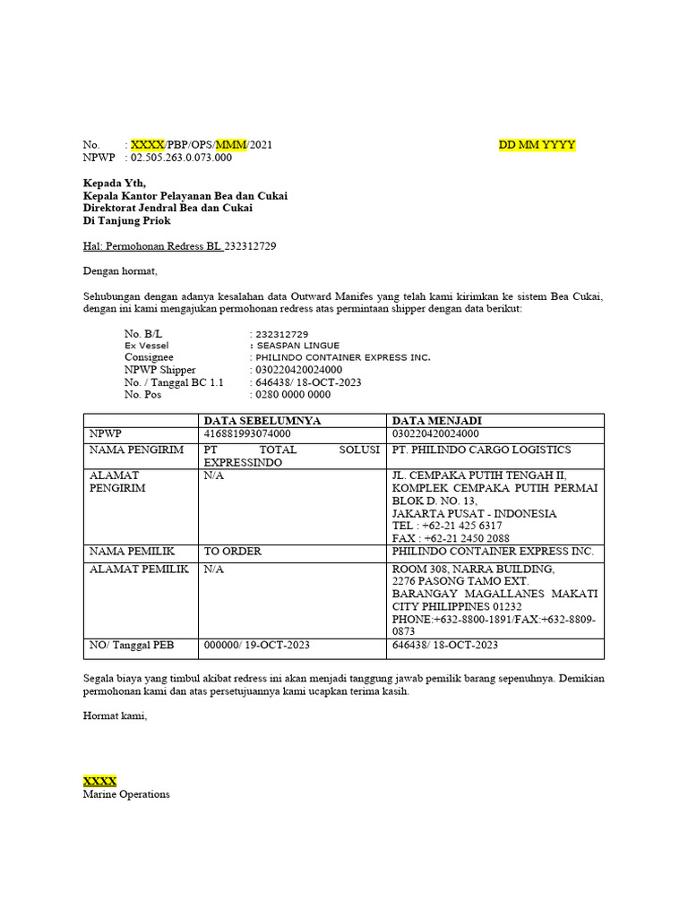 Surat Permohonan Redress | PDF