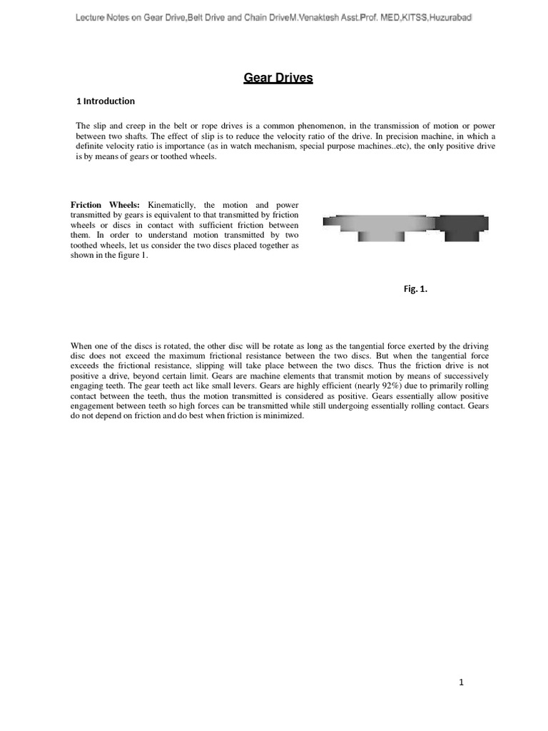 Gear Drive Belt And Chain Drive Lecture Notes Pdf Gear Belt