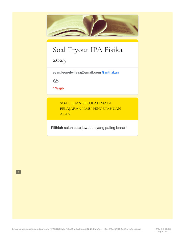 Soal Tryout IPA Fisika 2023 | PDF