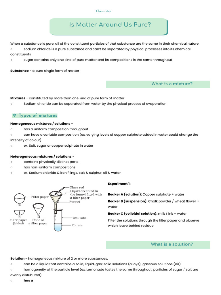 Is Matter Around Us Pure | PDF | Mixture | Chemical Substances