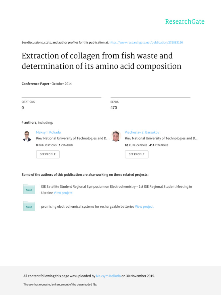 18 Extraction of Collagen From Fish Waste and Determination of Its Amino Acid Composition | PDF ...