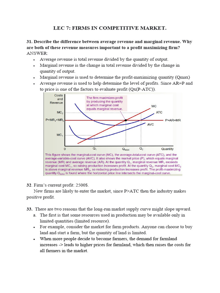 Lec 7: Firms in Competitive Market | PDF | Profit (Economics) | Monopoly