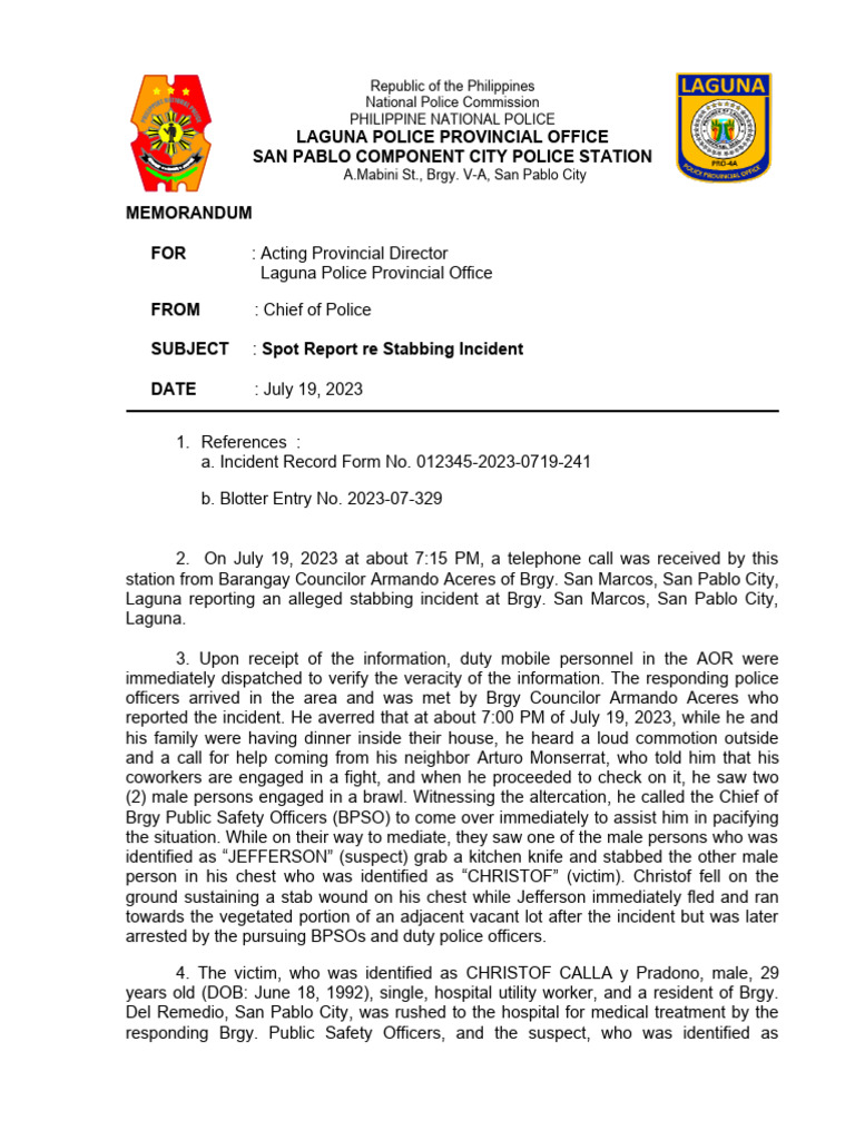 Spot-Report Sms Homicide Cic Case Folder | PDF | Crime & Violence | Law ...