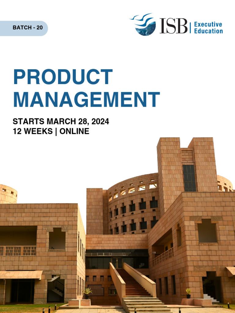 ISB PM - Brochure - Batch 20 | Download Free PDF | New Product Development | Product (Business)