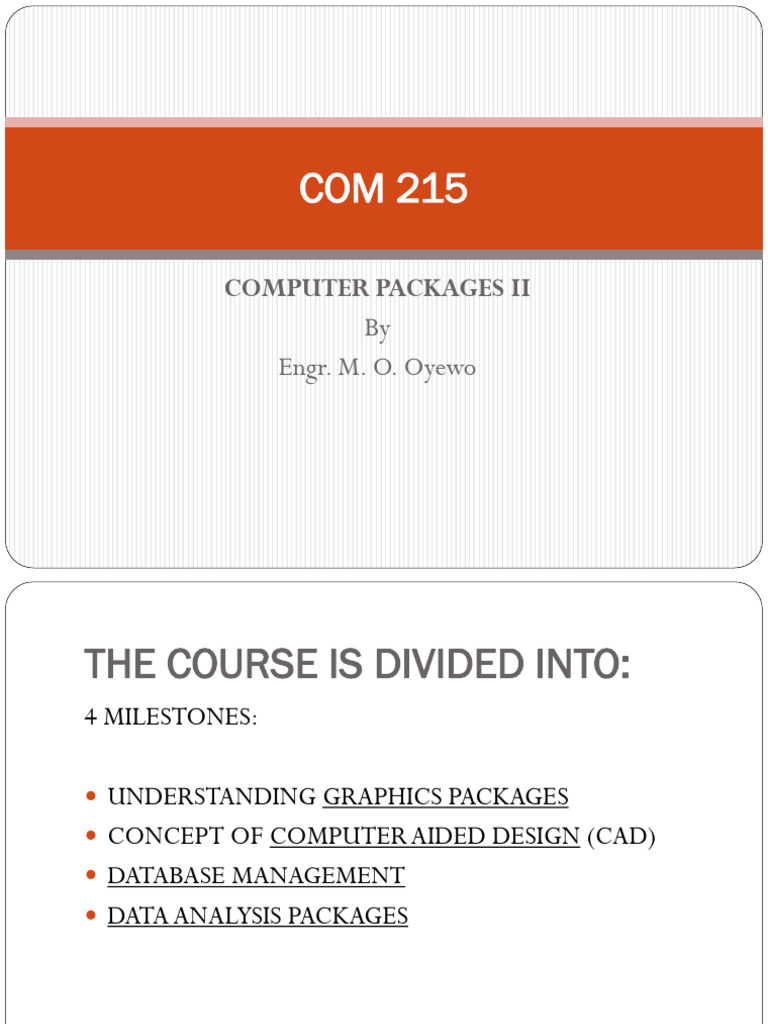 COM 215 Lecture Slides | PDF | Technical Drawing | Computer Aided Design