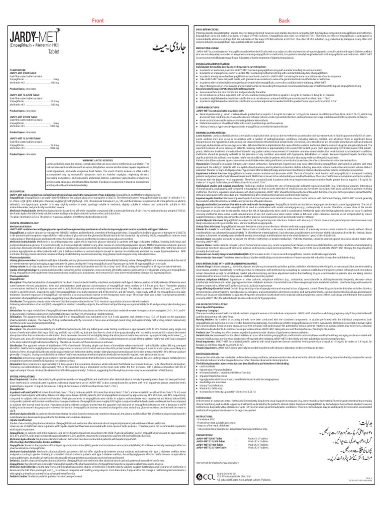leaflet-JARDY-MET-tablet-range | PDF | Sepsis | Diabetes