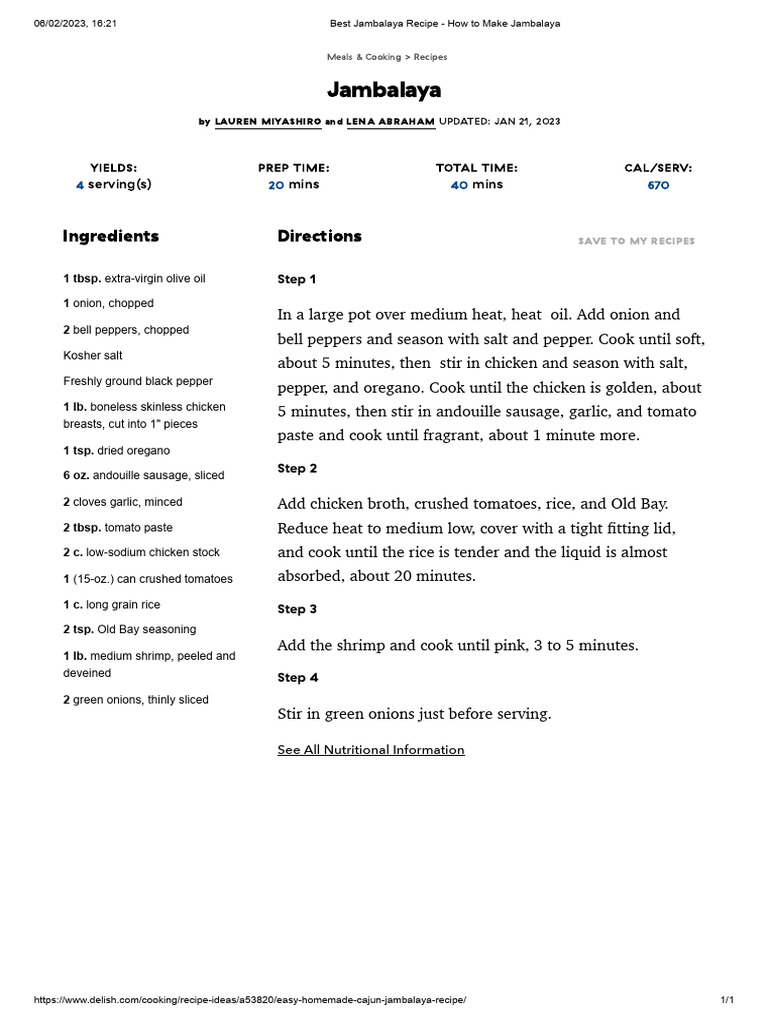 Best Jambalaya Recipe - How To Make Jambalaya | PDF | Sausage | Western ...