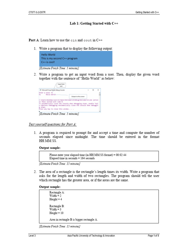 C++ Programming Basics Lab Guide | PDF | Numbers | Computing
