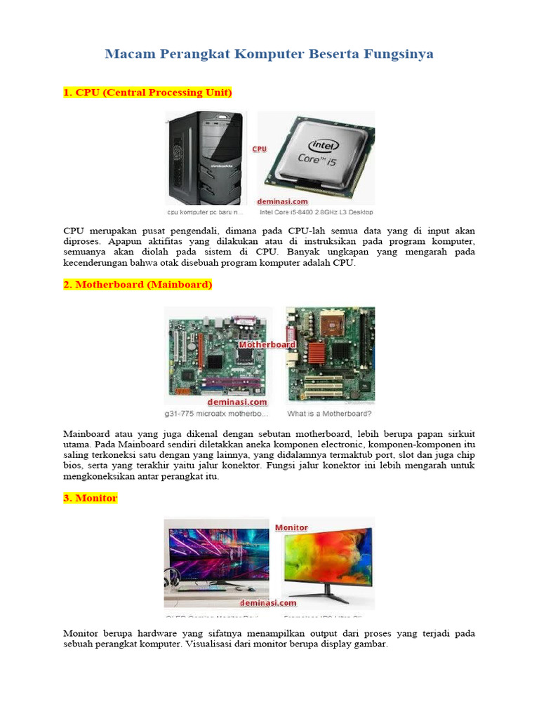 Macam Perangkat Komputer Beserta Fungsinya | PDF | Game & Aktivitas ...