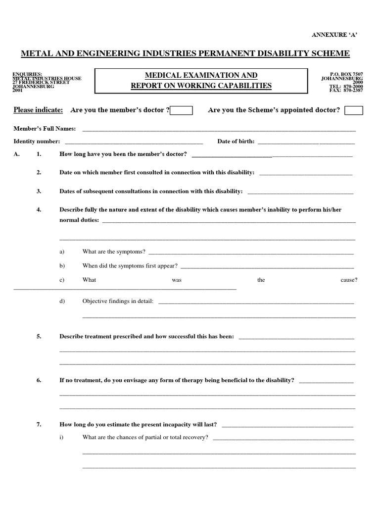 Permanent Disability Form | Download Free PDF | Clinical Medicine ...