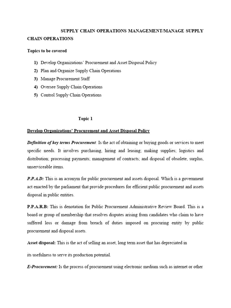 SUPPLY CHAIN OPERATIONS MANAGEMENT Notes | Download Free PDF | Supply ...