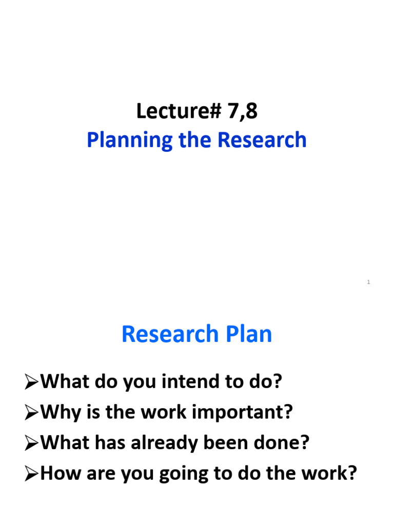 Lecture 7, 8 Planning Research | PDF | Evaluation | Inquiry