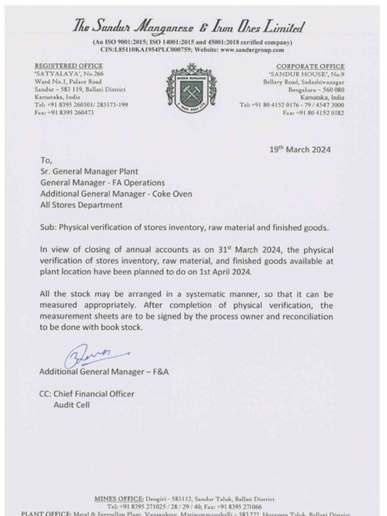 Physical stock verification 01042024 | PDF Physical stock verification 01042024 | PDF