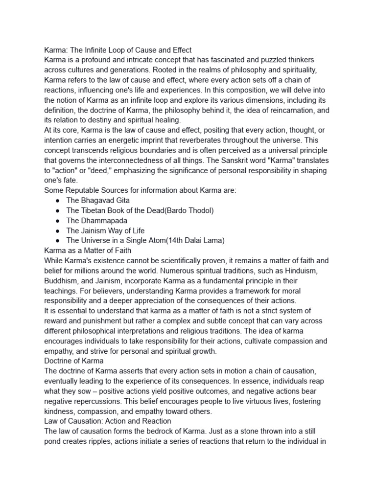 Karma The Infinite Loop Of Cause And Effect Pdf Karma Reincarnation