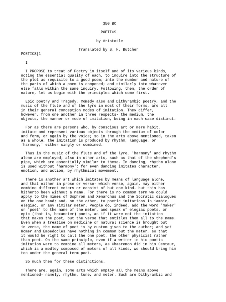 Aristotle - Poetics | PDF | Poetry | Tragedy