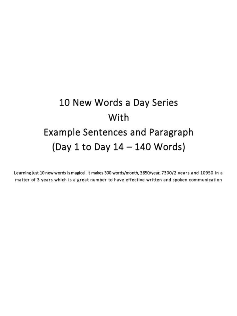 Day 1 To 14 PDF (140 Words) | Download Free PDF | Defamation | Adjective