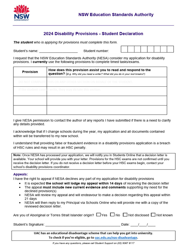 HSC 2024_Student_Declaration_Form | PDF | Justice | Crime & Violence