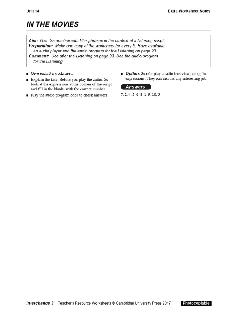 Interchange5thEd Level3 Unit14 Extra Worksheet | PDF | Luke Skywalker | Princess Leia