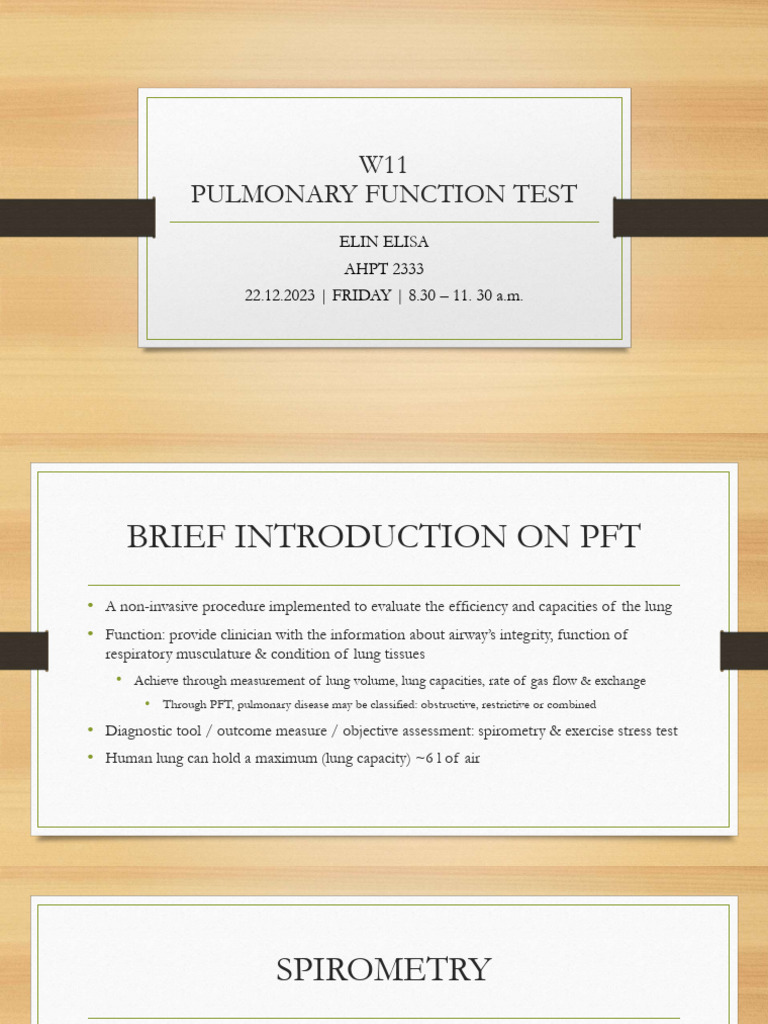 Pulmonary Function Test | PDF | Exhalation | Lung