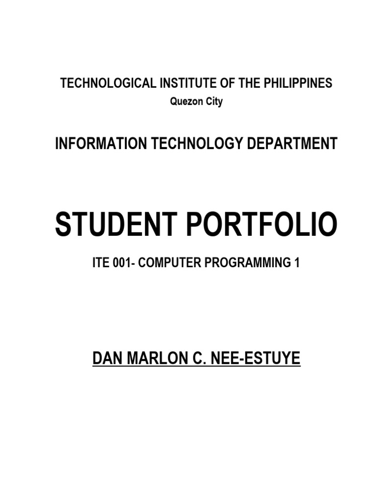 Student Copy Sample Bsit Ite001 Studentportfolio-1 | PDF | C++ ...