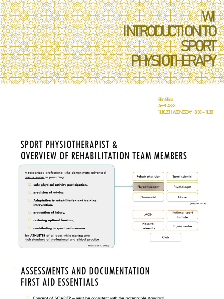 Intro to Sport Physio | PDF | Physical Therapy | Diseases And Disorders