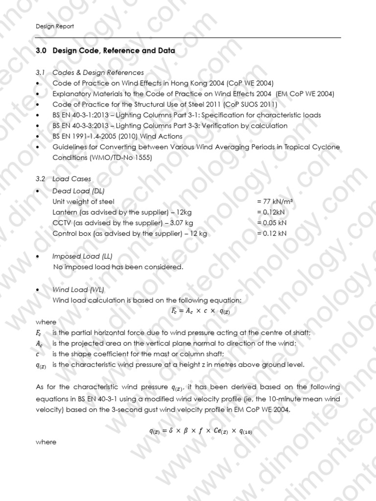 Lighting Column HK-RC-4M-80MS-PT 80MS Design Report Out - 0 | PDF ...