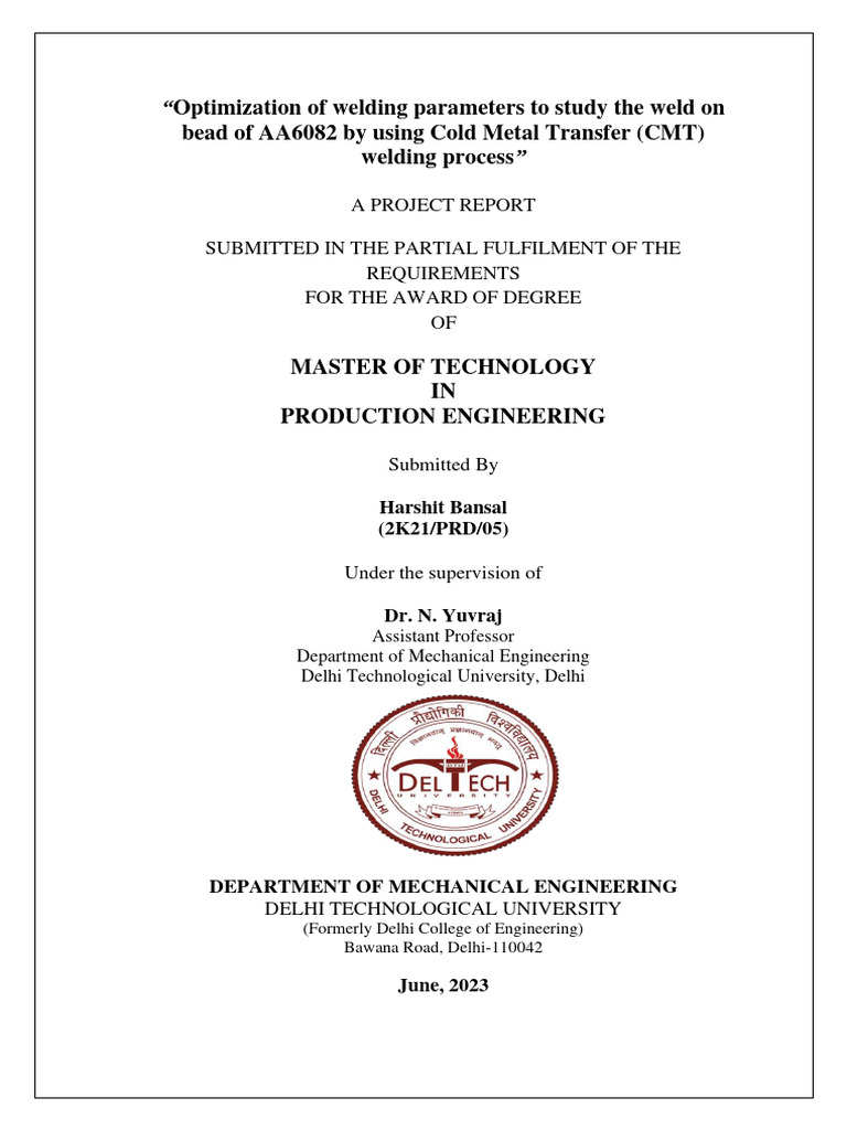 Harshit Bansal M.Tech. | PDF | Welding | Construction